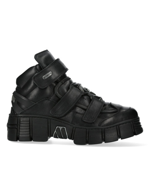 Newrock crust black velcro ankle boots