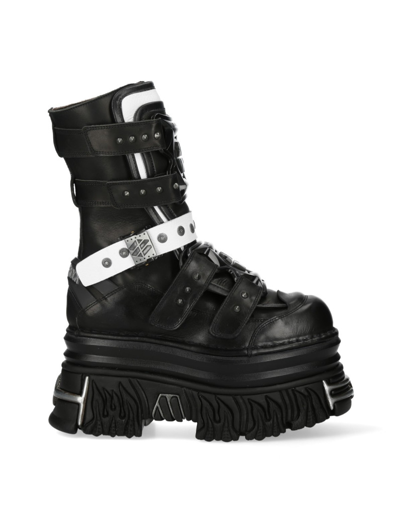 Newrock boots with white nappa leather platform